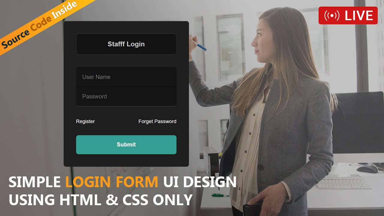 Login Form Using Only Html And Css Ft Web Tutorial Guru Html Css Tutorial